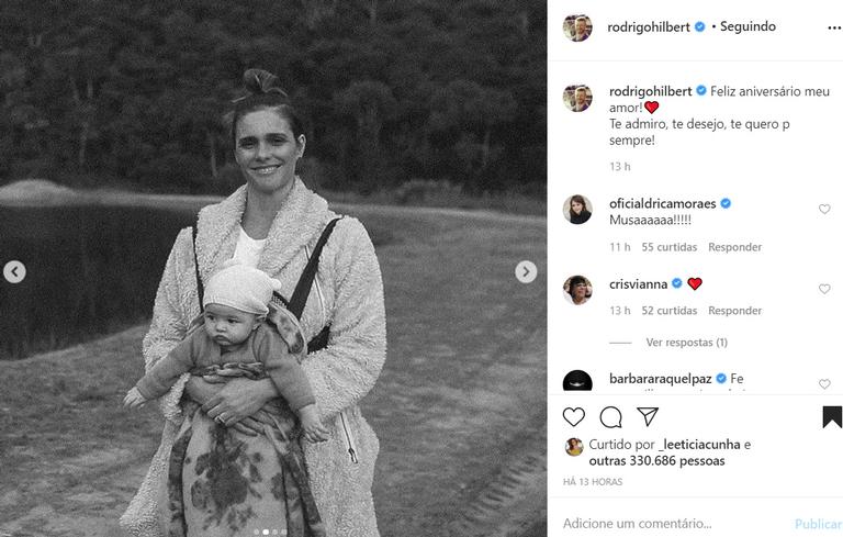 Rodrigo Hilbert mostra fotos inéditas de Fernanda Lima com a filha caçula