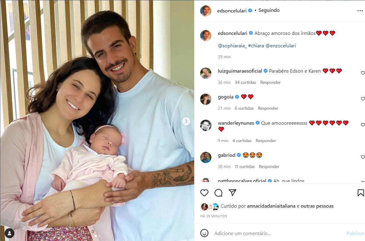 Edson Celulari mostra a primeira foto dos três filhos juntos